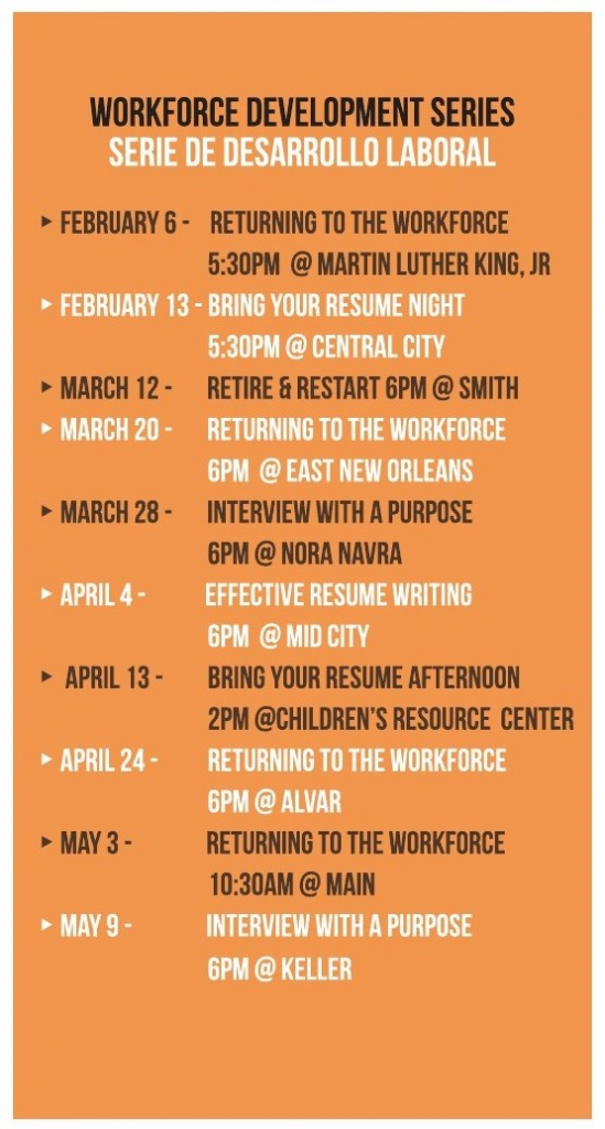 Workforce Development Series at the New Orleans Public Library - VIVA ...